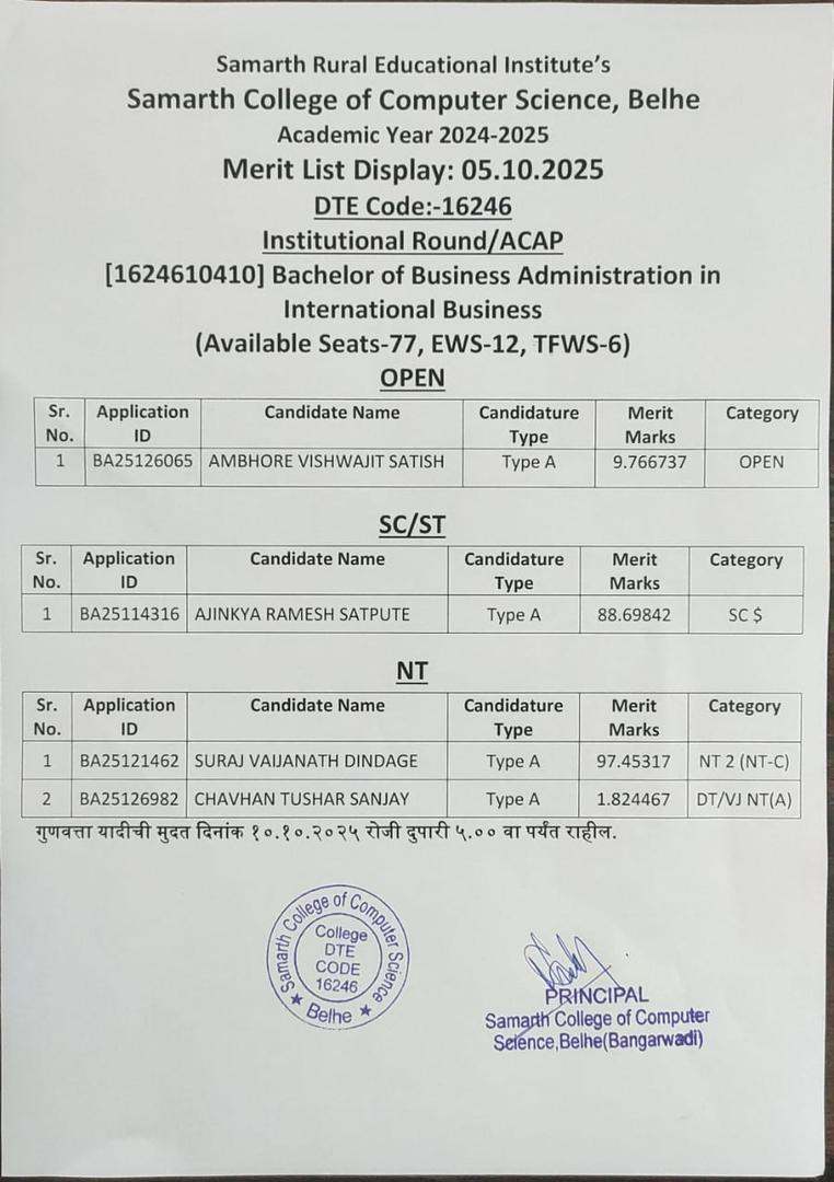 Academics | Computer Science College - Samarth Institute